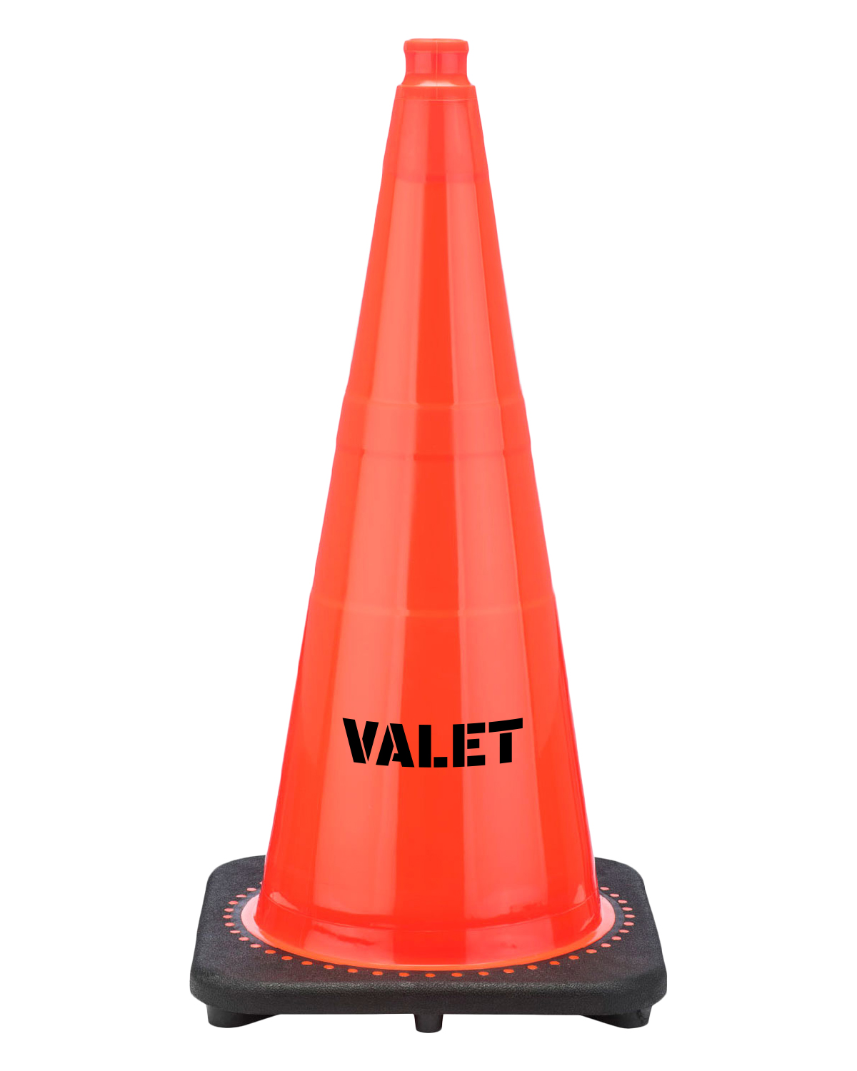 Valet Stencil 28" Traffic Cone Black Base, 7 lbs - Traffic Cones For Less