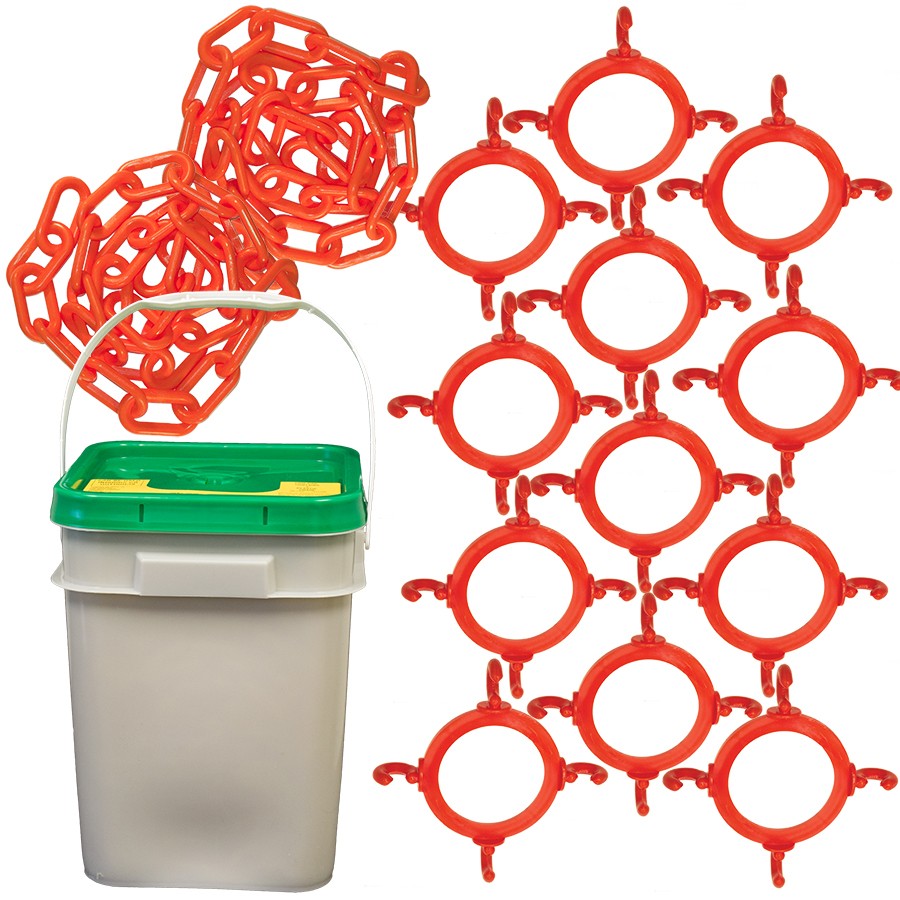 Traffic Cone Chain Connector Kit in Pail - Traffic Cones For Less