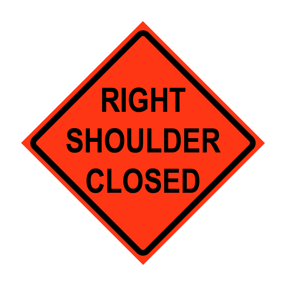 48" x 48" Roll Up Traffic Sign - Right Shoulder Closed