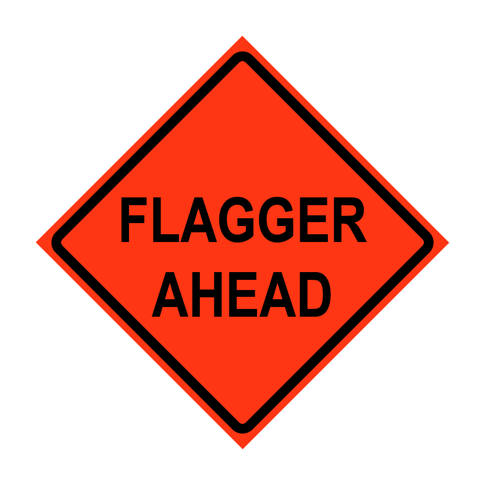 36" x 36" Roll Up Traffic Sign - Flagger Ahead - Traffic Cones For Less