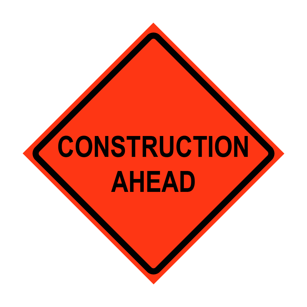 48" x 48" Roll Up Traffic Sign - Construction Ahead