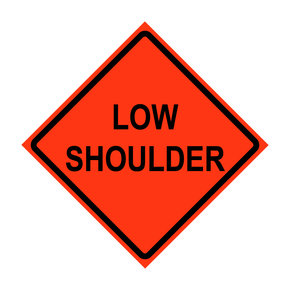 36" x 36" Roll Up Traffic Sign - Low Shoulder - Traffic Cones For Less