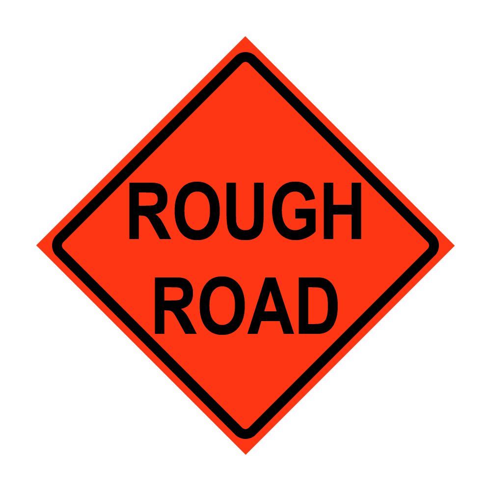 48" x 48" Roll Up Traffic Sign - Rough Road - Traffic Cones For Less