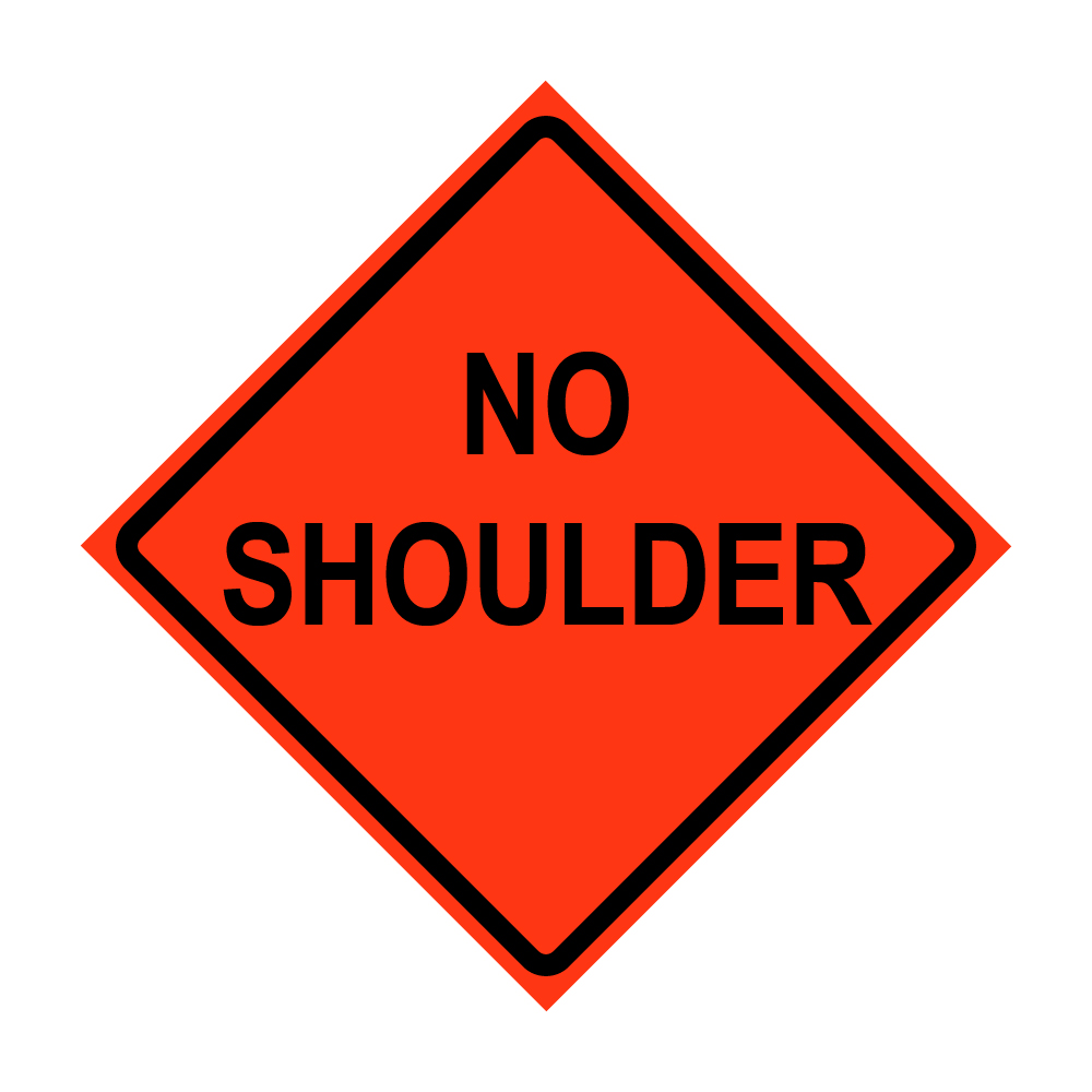 36" x 36" Roll Up Traffic Sign - No Shoulder - Traffic Cones For Less