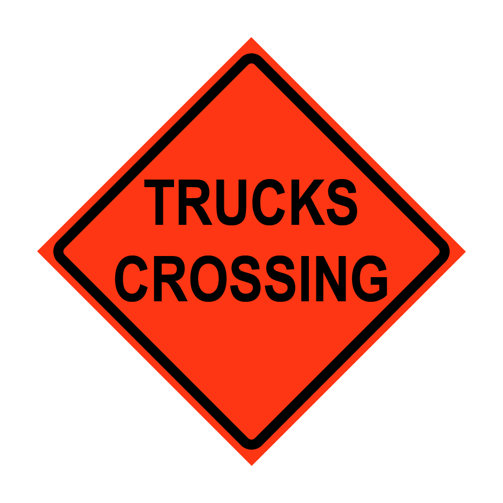 36" x 36" Roll Up Traffic Sign - Trucks Crossing - Traffic Cones For Less
