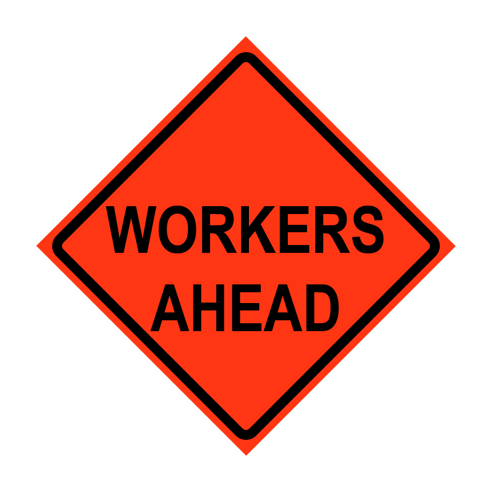 48" x 48" Roll Up Traffic Sign - Men Working Ahead