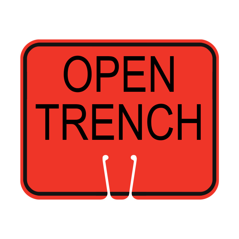 Traffic Cone Sign - OPEN TRENCH - Traffic Cones For Less