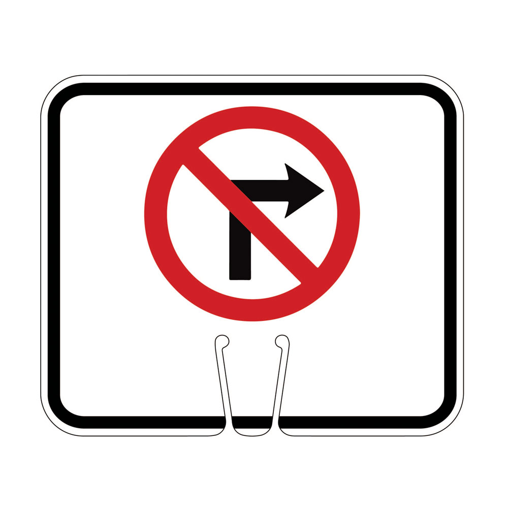 Traffic Cone Sign - NO RIGHT TURN Symbol - Traffic Cones For Less