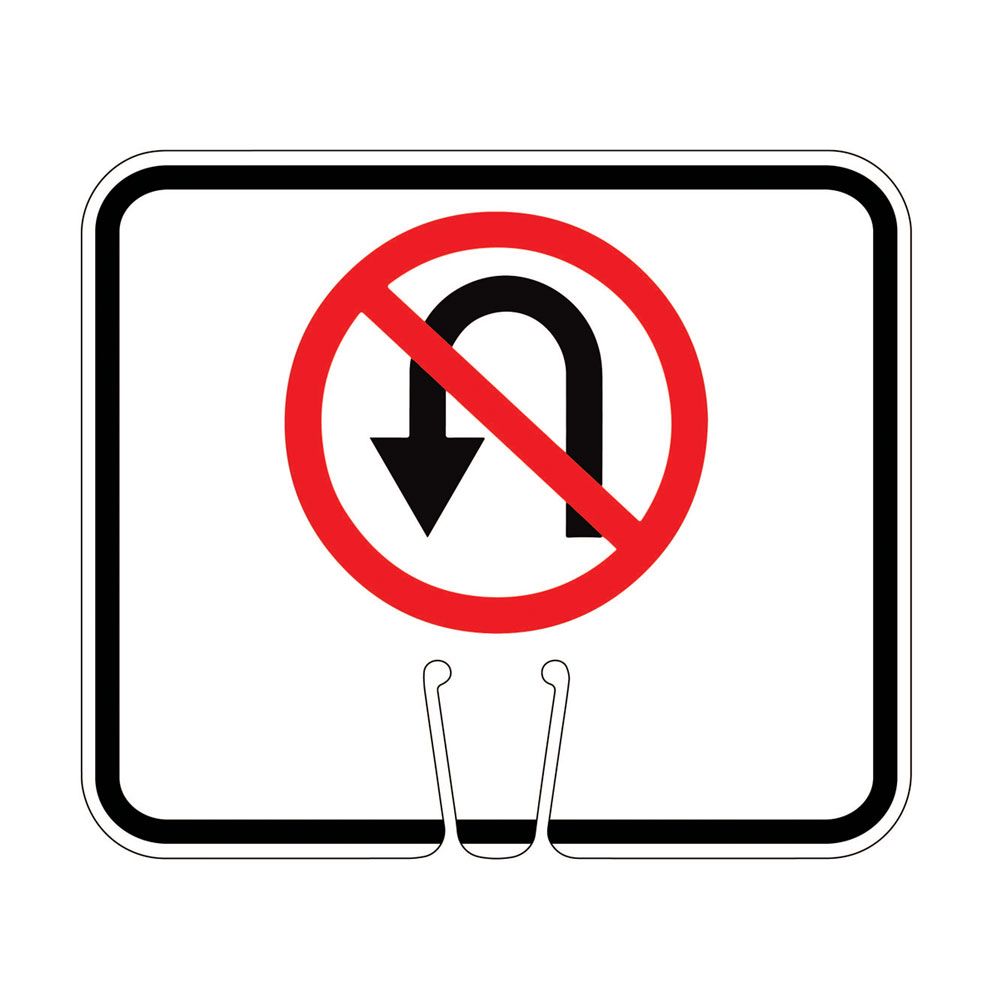 Traffic Cone Top NO U-TURN Sign - Traffic Cones For Less