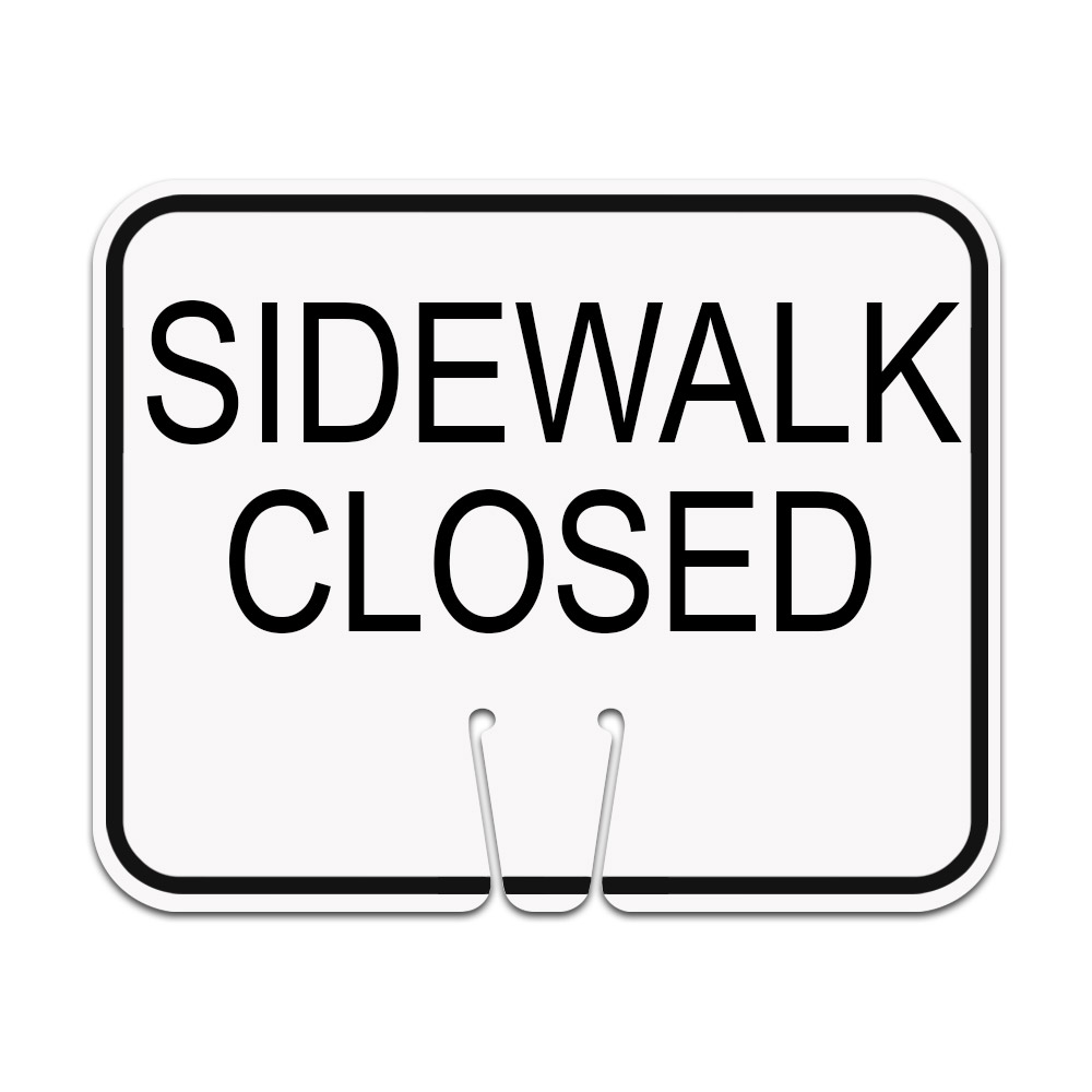 Traffic Cone Top SIDEWALK CLOSED Sign - Traffic Cones For Less
