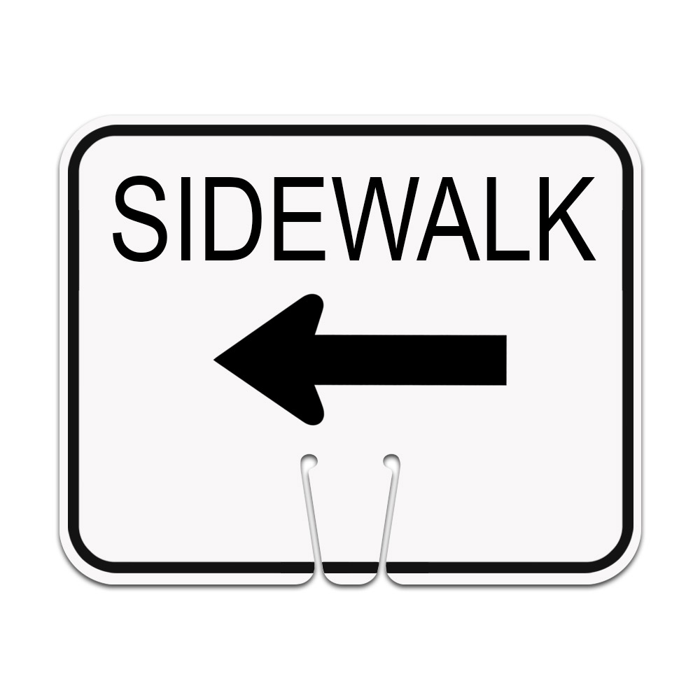 Traffic Cone Sign - LEFT SIDEWALK - Traffic Cones For Less