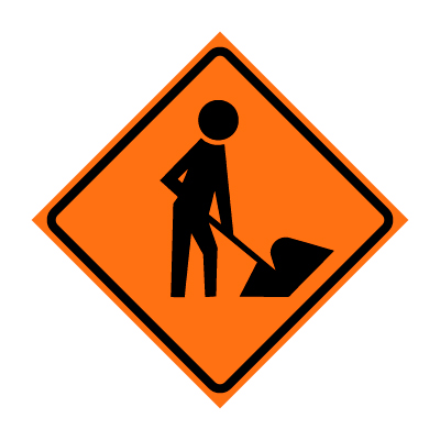 Yellow Men At Work Sign