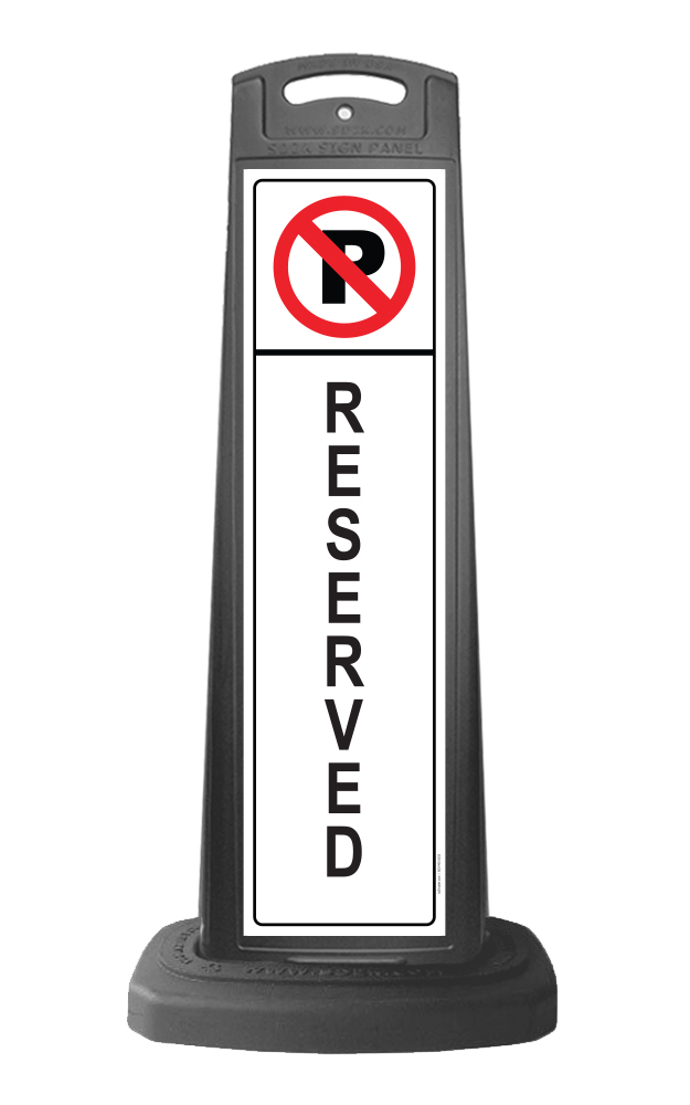 Valet Black Vertical Panel No Parking Reserved with Reflective Sign P16