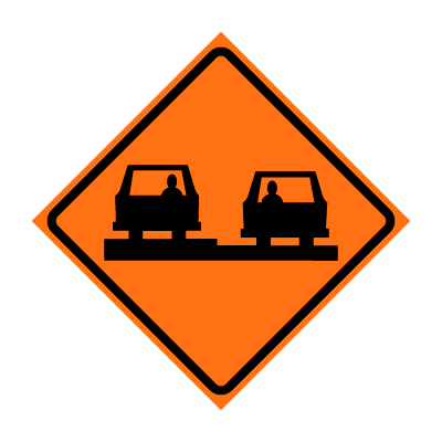 36" x 36" Roll Up Traffic Sign - Uneven Pavement Symbol