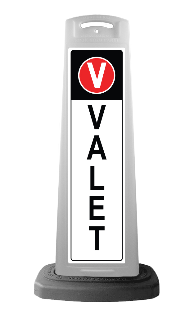 Valet White Reflective Vertical Sign Panel w/Base Option