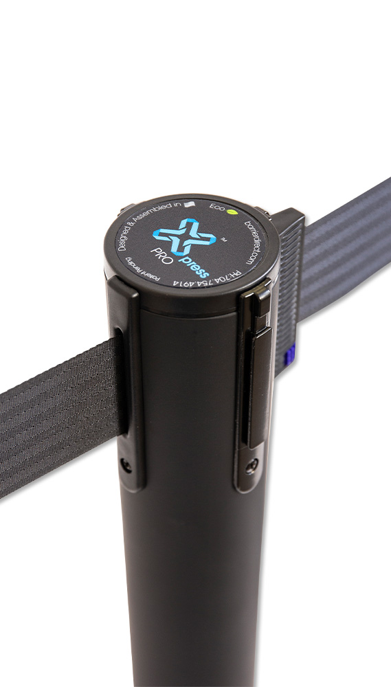 Pro Series Retractable Belt Barrier Post - 10 ft Belt.