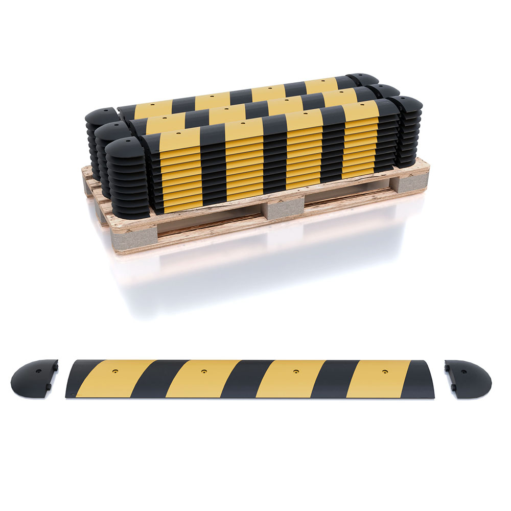 6ft Black Heavy Duty Rubber Speed Bump Bundle Pallet