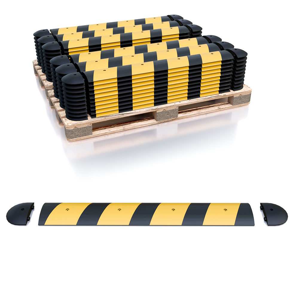 6ft Black Heavy Duty Rubber Speed Bump Bundle - 2 Pallets